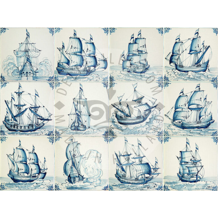 Three Masted Ship Tiles (SD) - Delft Tiles