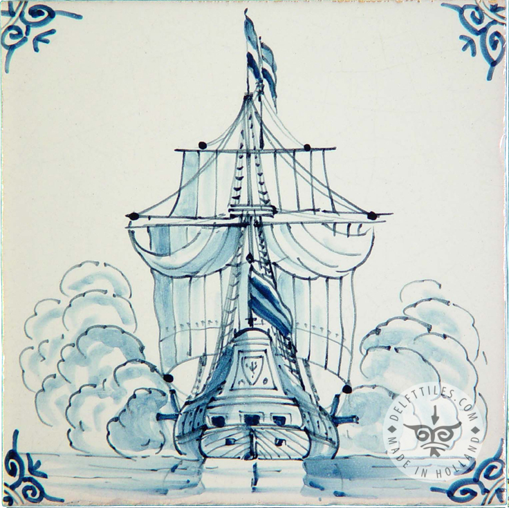 Three Masted Ship Tiles (SD) - Delft Tiles