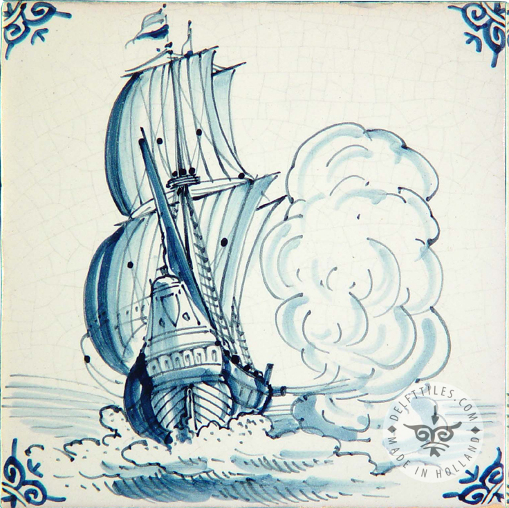 Three Masted Ship Tiles (SD) - Delft Tiles