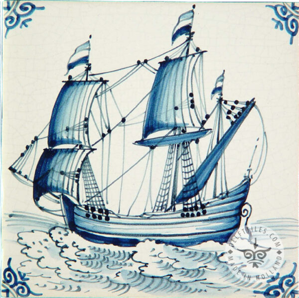 Three Masted Ship Tiles (SD) - Delft Tiles