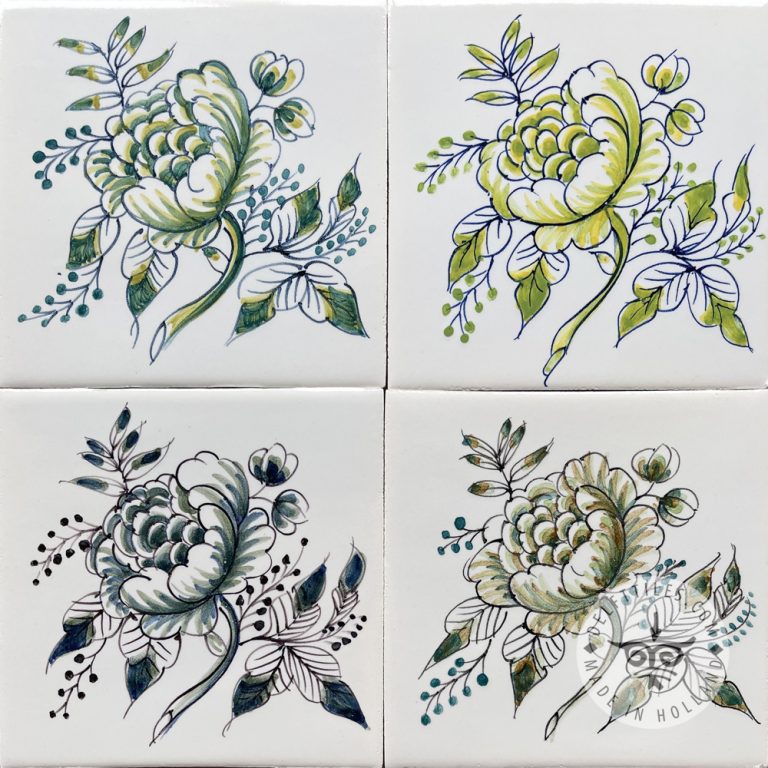 Big Blue Flowers Tiles (BG) - Delft Tiles