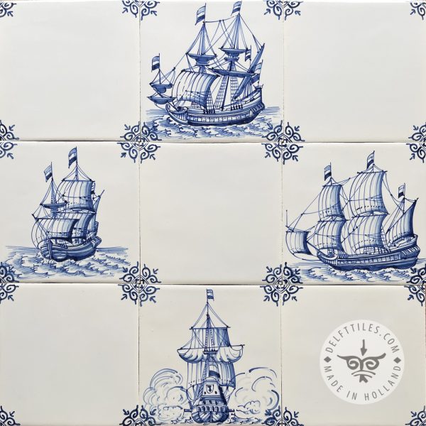 Three Masted Ship Tiles (SD) - Delft Tiles