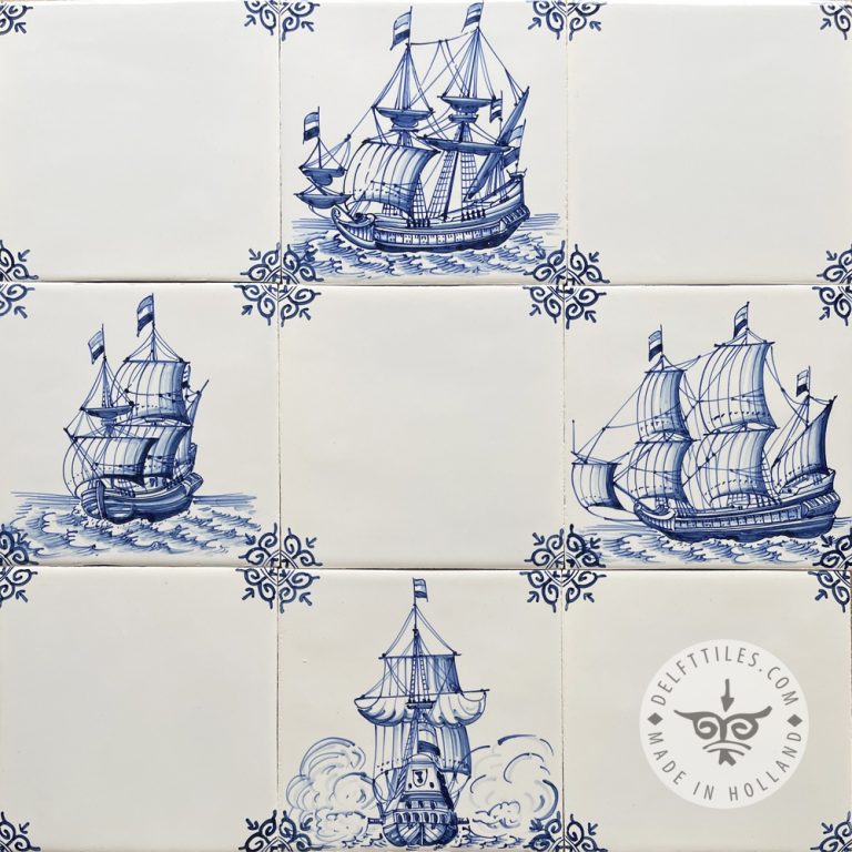 Three Masted Ship Tiles (SD) - Delft Tiles