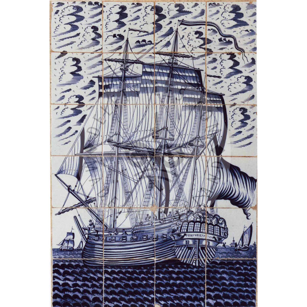 24 tile antique ship panel 'Bolsward' - Delft Tiles