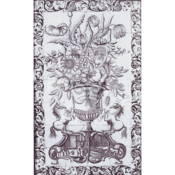 28 tile panel with border dutch delft blue - Delft Tiles