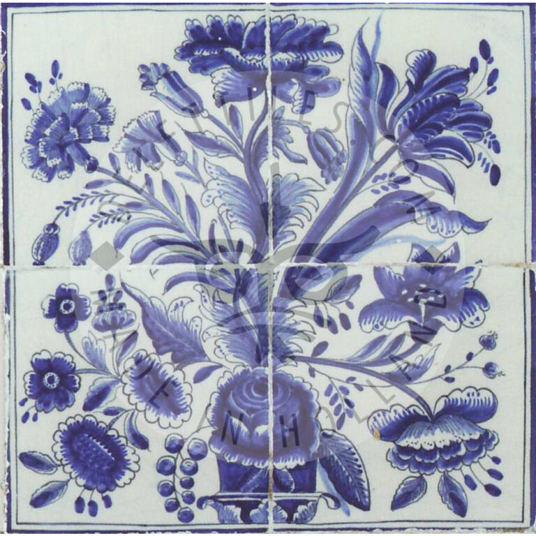 4 tile floral panel - Delft Tiles