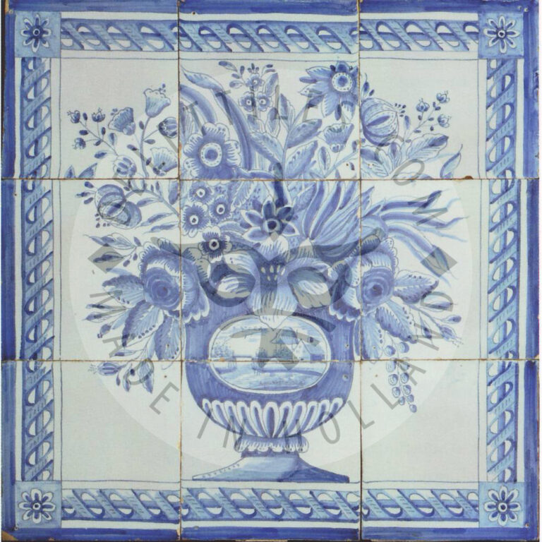 9 tile delft blue floral piece panel - Delft Tiles