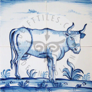 Cow tile panel 2x2 tiles (D4d) - Delft Tiles