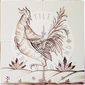 Rooster tile panel 2x2 tiles (D4e_s) - Delft Tiles