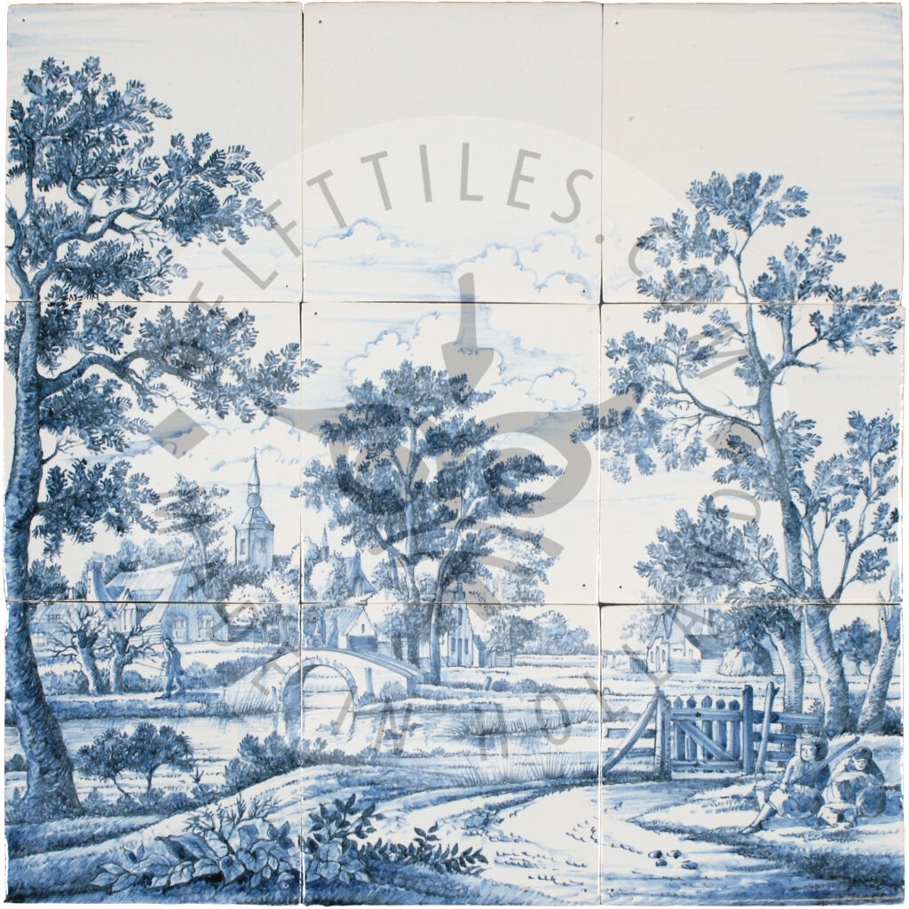 Landscape tile Mural 3x3 tiles (L9b) - Delft Tiles