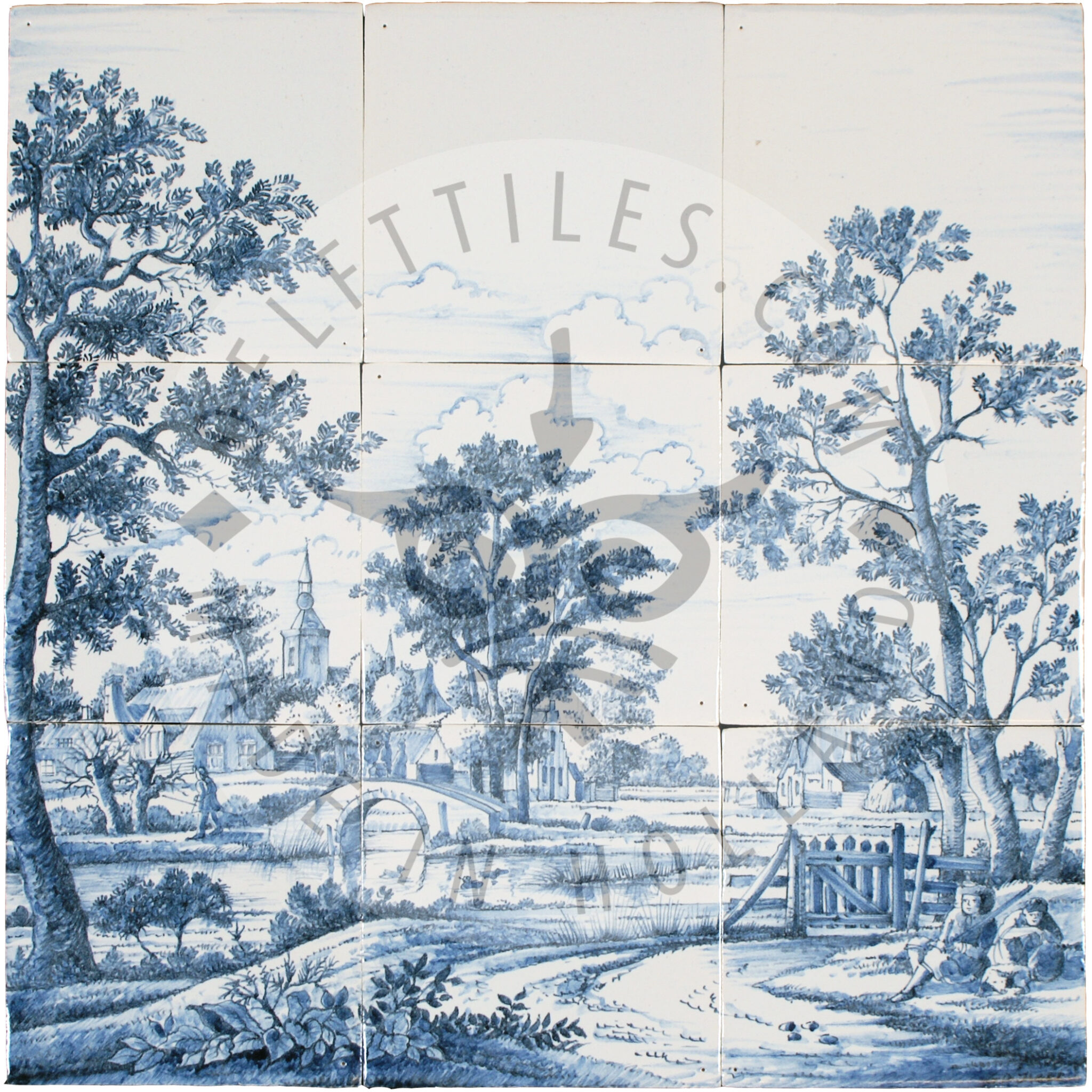 Landscape tile Mural 3x3 tiles (L9b) - Delft Tiles