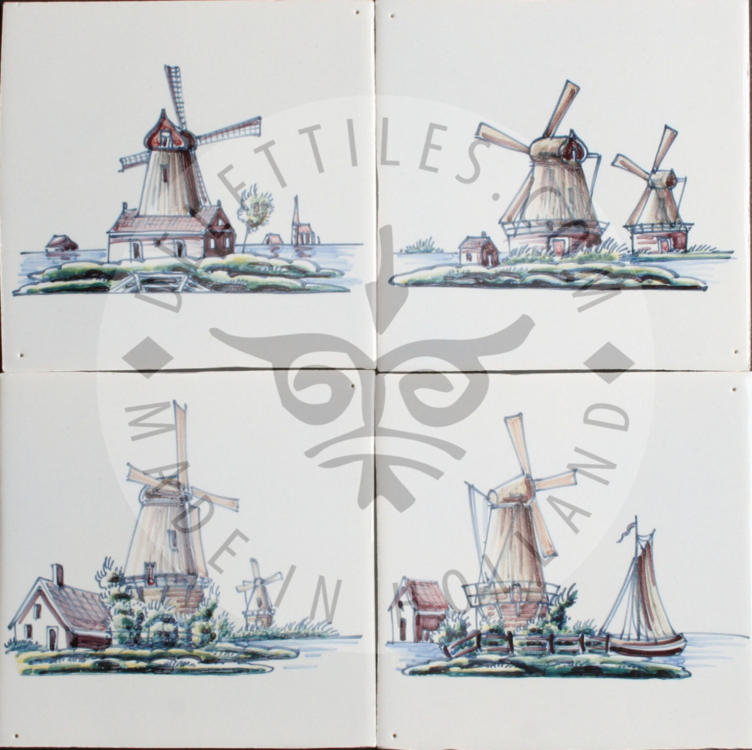 Landscape Dutch Windmill Tiles (LM) - Delft Tiles