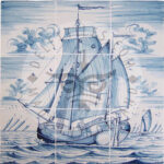 Sailing Boat tile Mural 3x3 tiles (S9c) - Delft Tiles