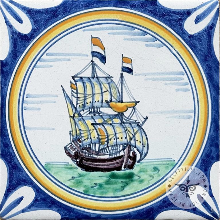 Ships In Circle Tiles (SC) - Delft Tiles