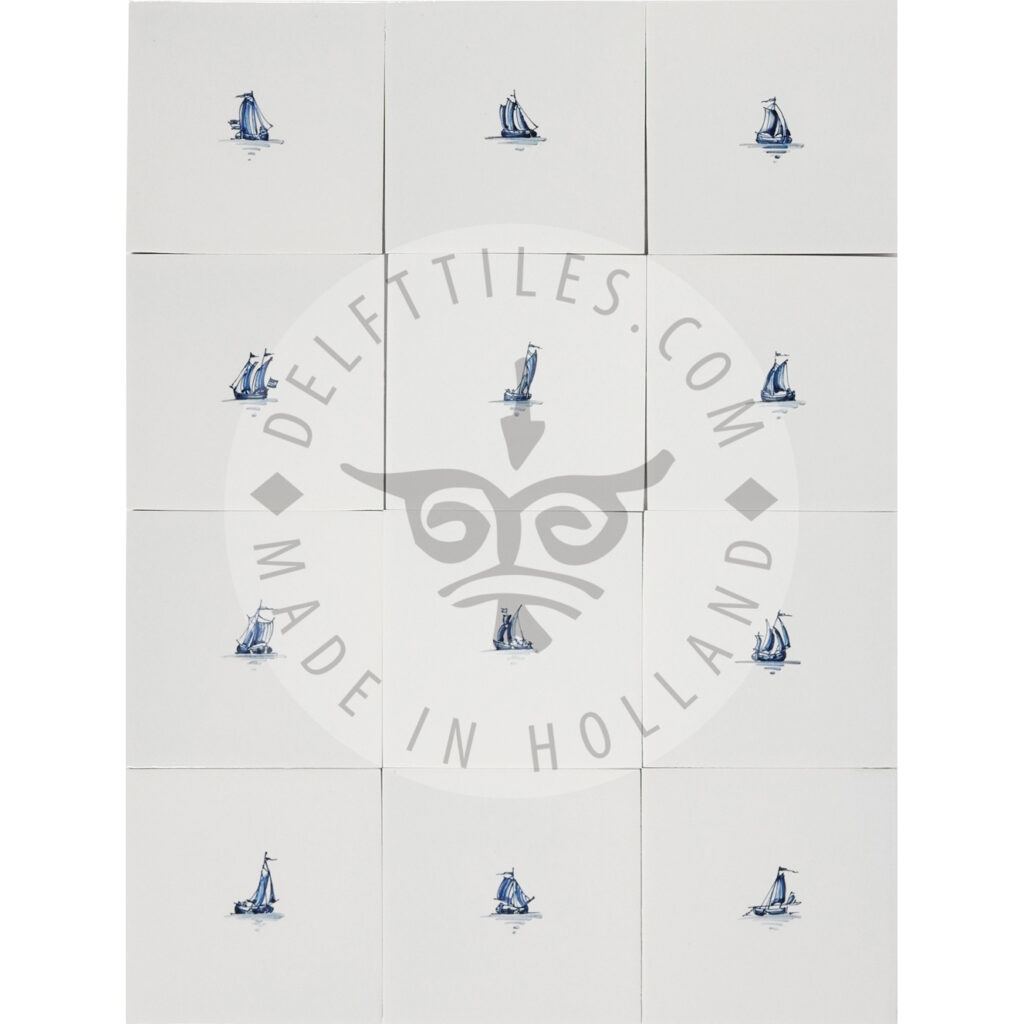 Small Boat Ship Sketches Tiles (SS) - Delft Tiles