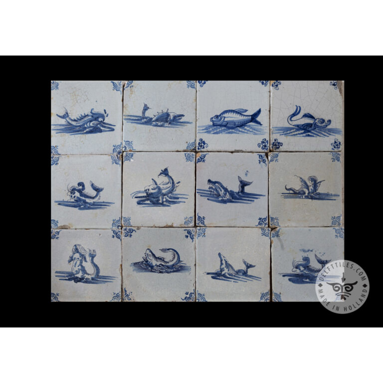 Antique Delft Tiles set #59 - fish tiles - Delft Tiles