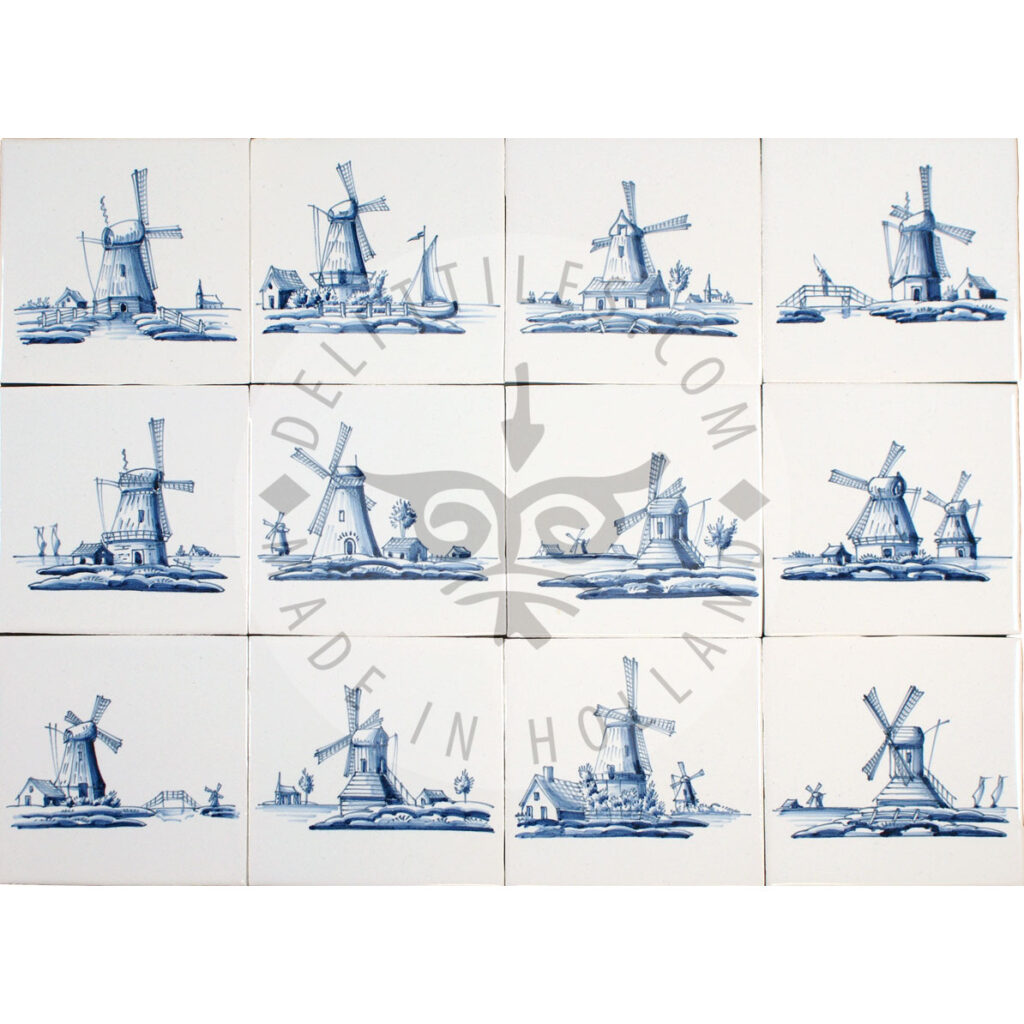 Landscape Dutch Windmill Tiles (LM) - Delft Tiles