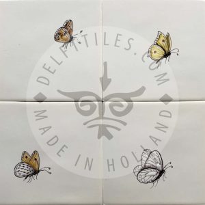 Butterflies Small Multi Color Tile (HDVK_mc) - Delft Tiles