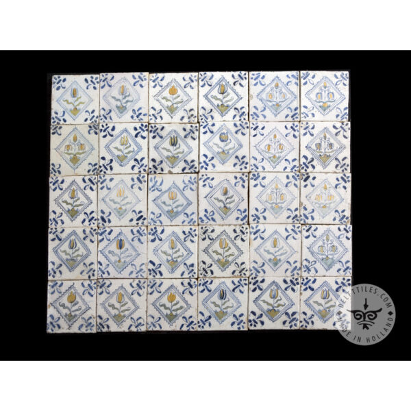 Antique Delft Tiles set #73 - polychrome flowers - Delft Tiles