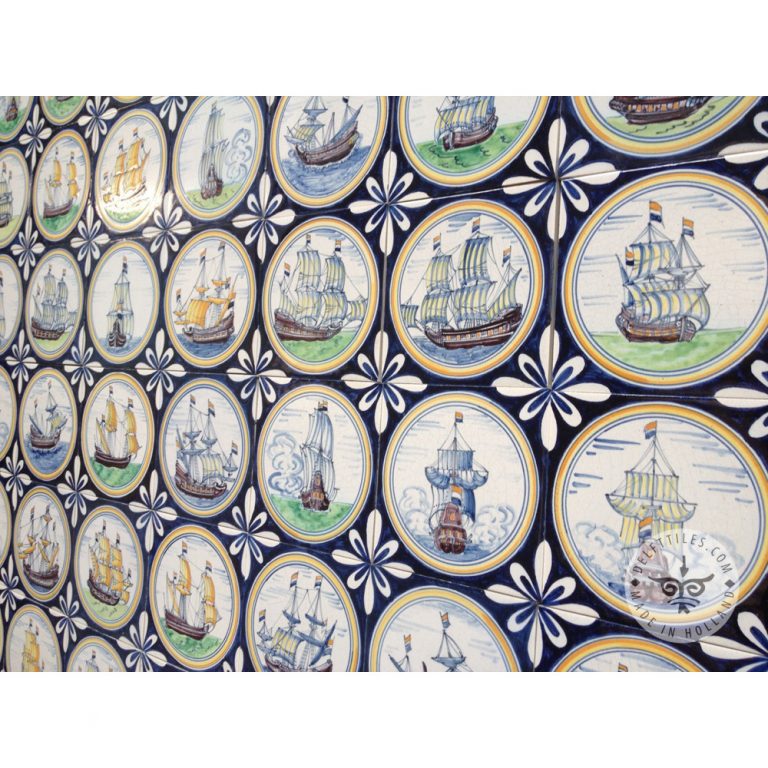 Ships In Circle Tiles (SC) - Delft Tiles