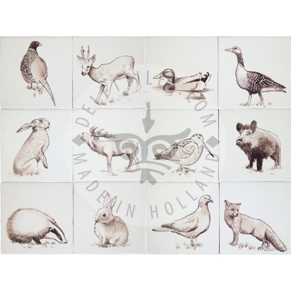 Wild Forest Animal Tiles Brown (HDW_br) - Delft Tiles