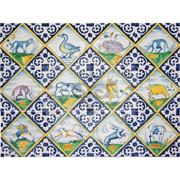Polychrome animals in square Tiles (DK_mc) - Delft Tiles