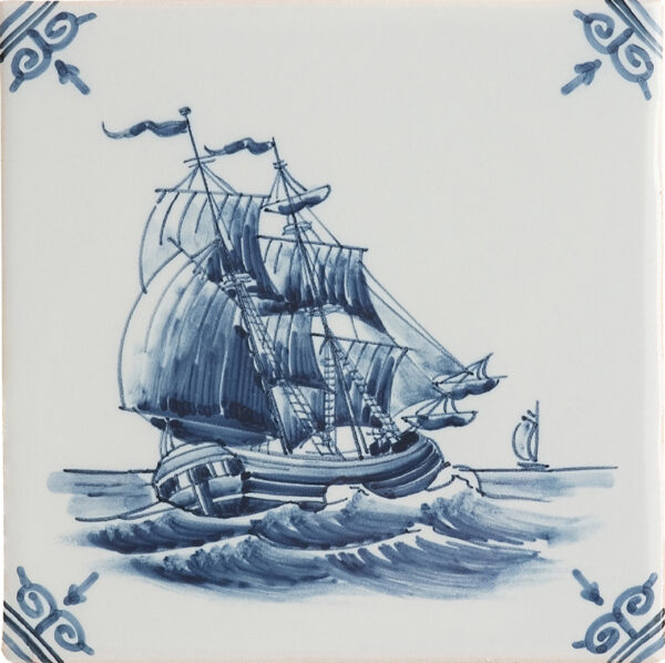 Delft Blue three masted ship tiles (TMS1) - Delft Tiles