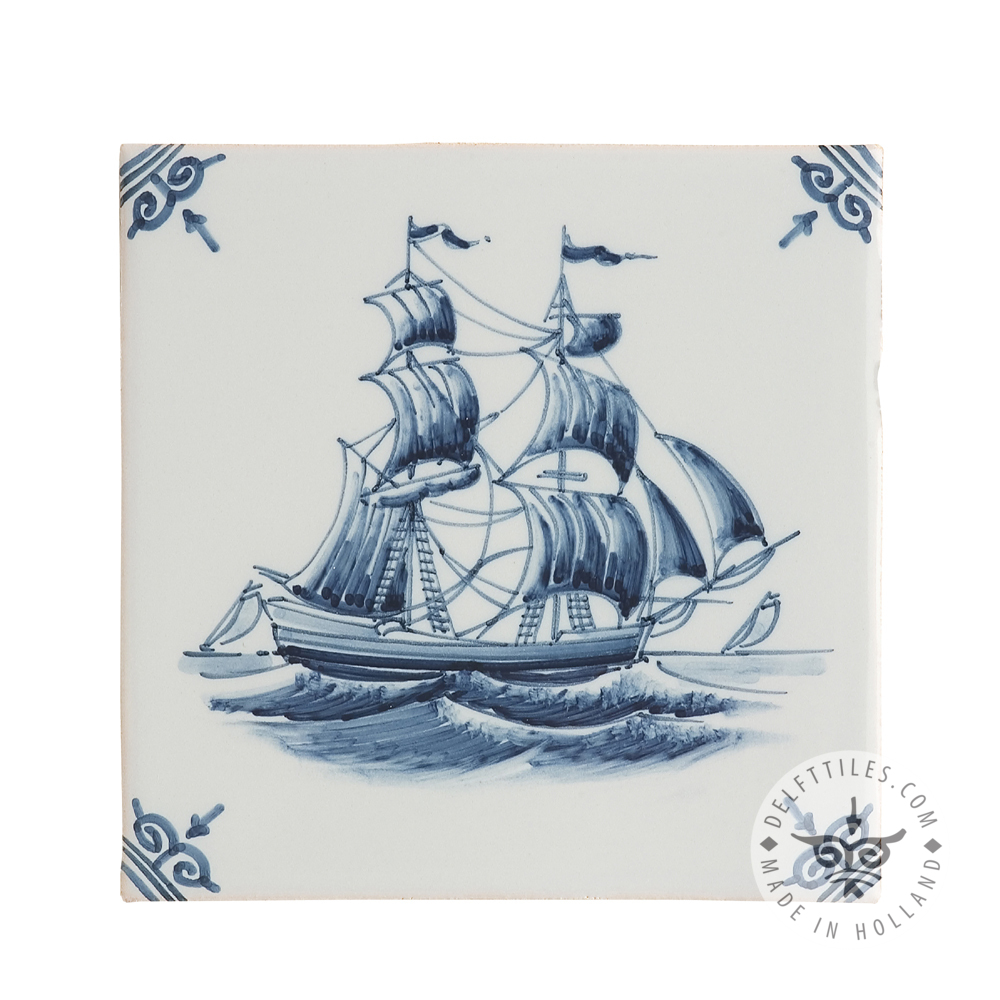 Delft Blue three masted ship tiles (TMS1) - Delft Tiles