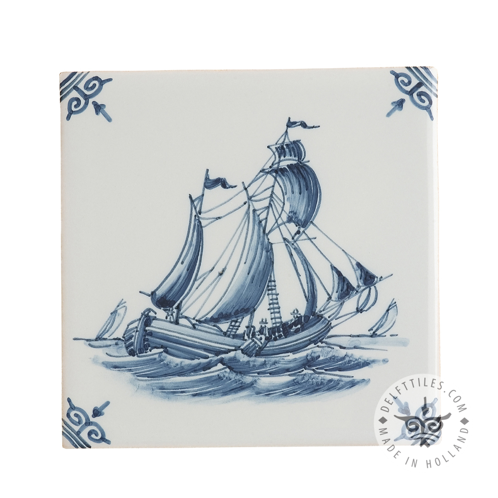 Delft Blue three masted ship tiles (TMS1) - Delft Tiles