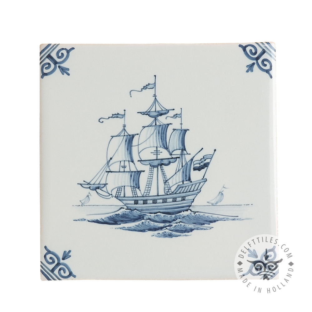 Delft Blue three masted ship tiles (TMS1) - Delft Tiles