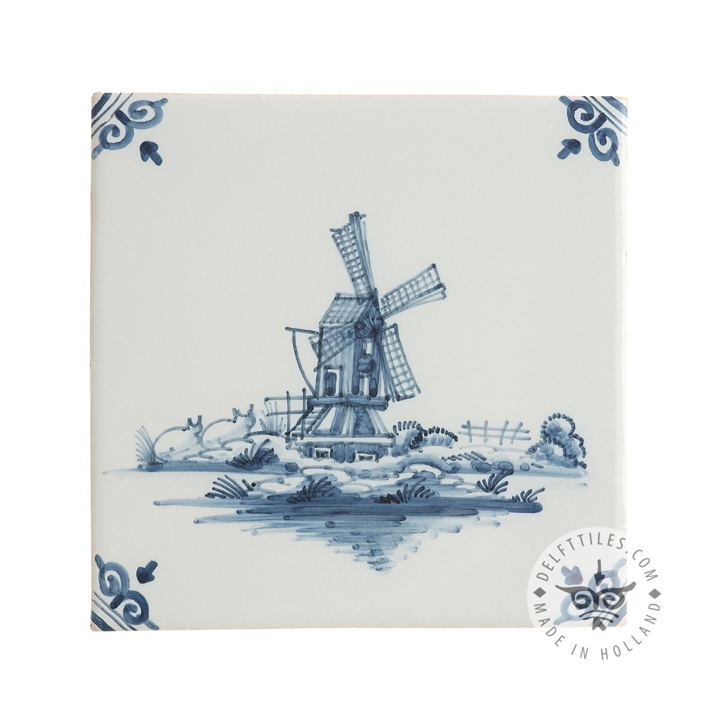 Delft blue Dutch windmill tiles (TML7) - Delft Tiles