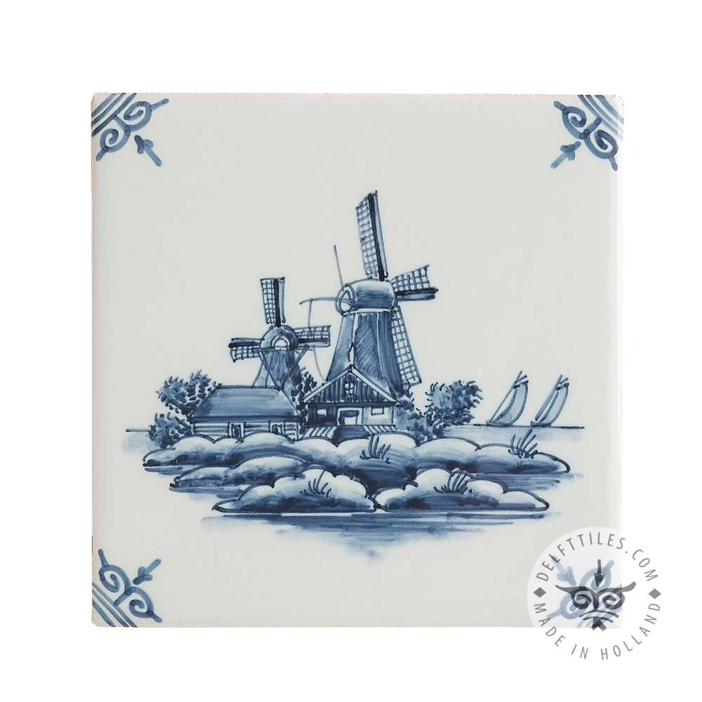 Delft blue Dutch windmill tiles (TML7) - Delft Tiles