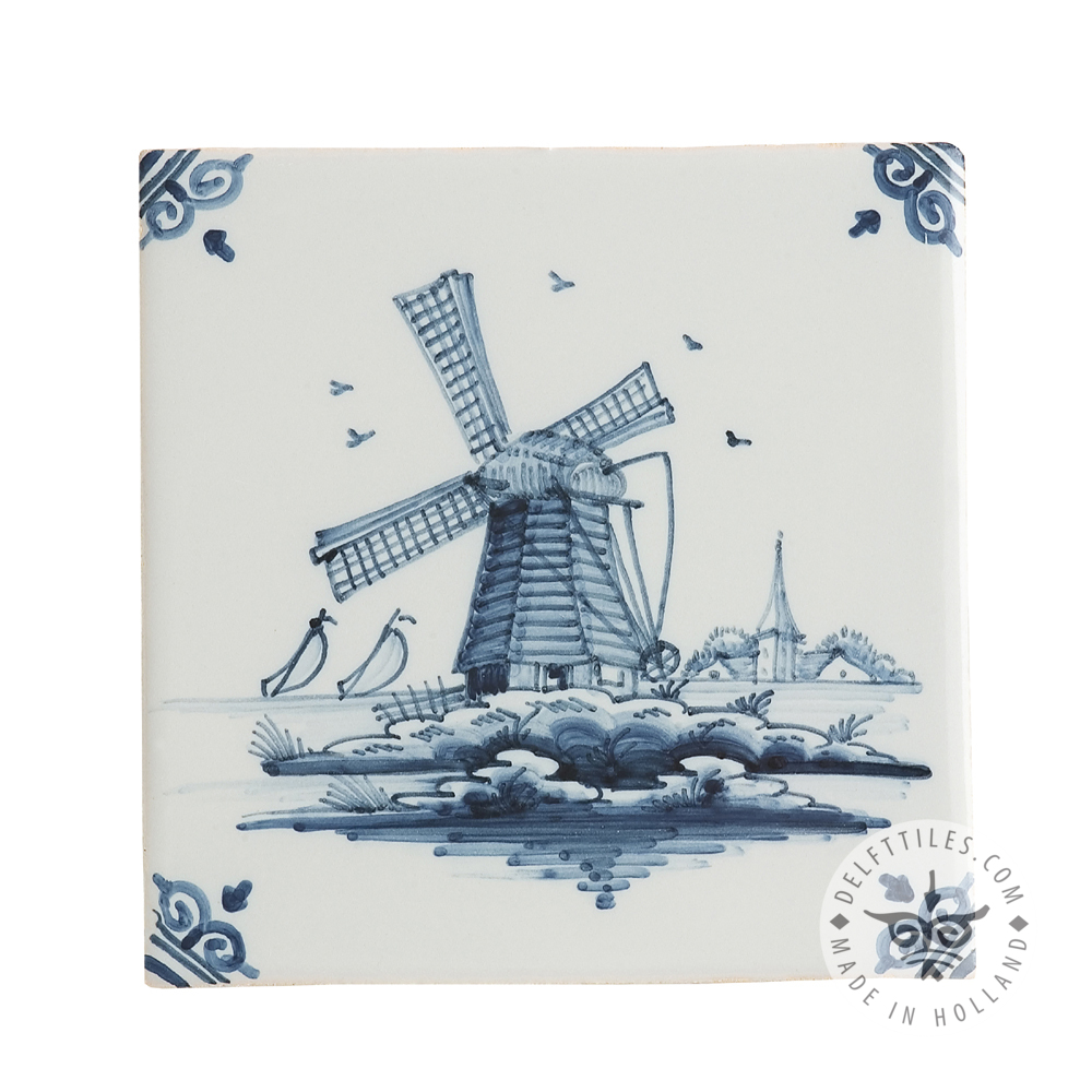 Delft blue Dutch windmill tiles (TML7) - Delft Tiles