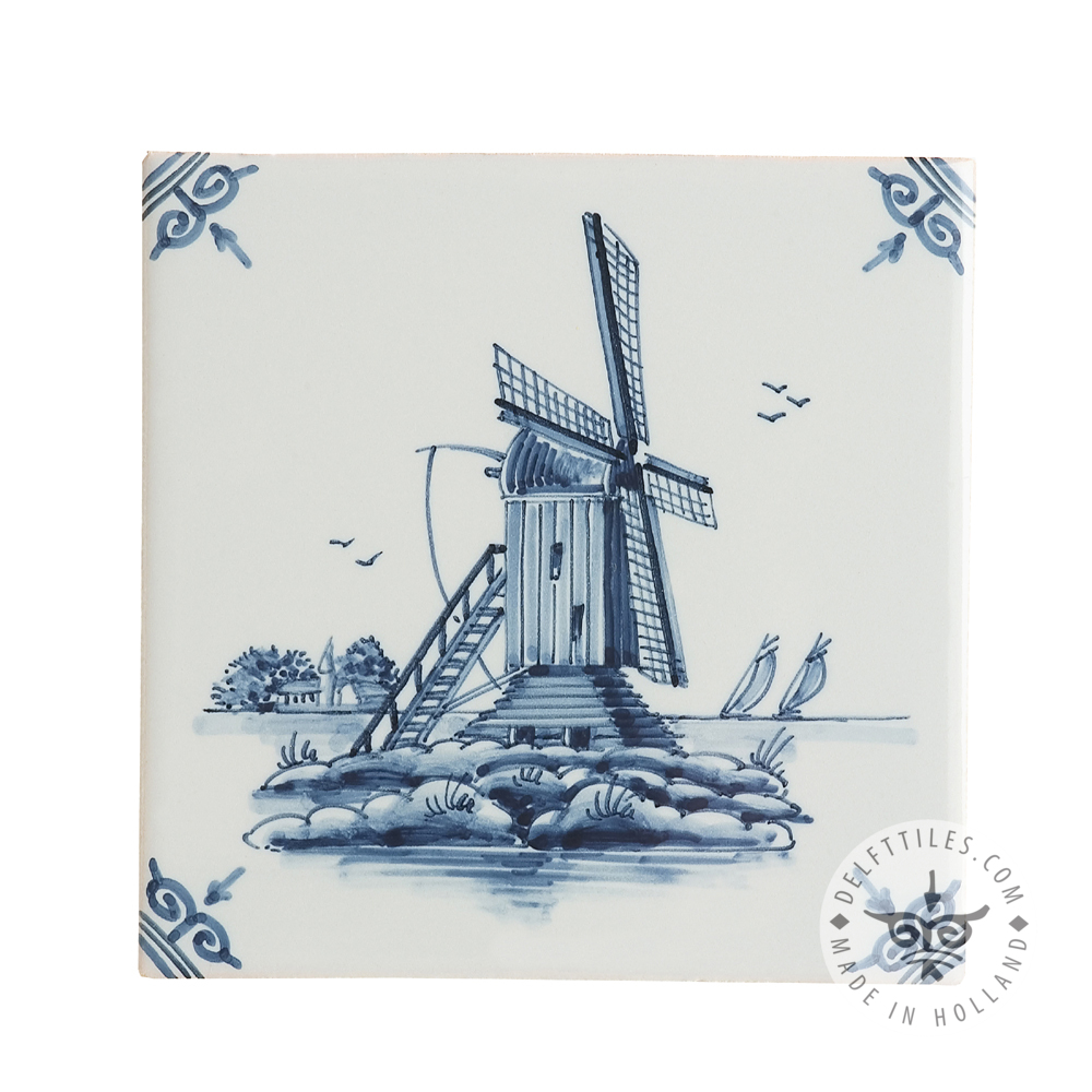 Delft blue Dutch windmill tiles (TML7) - Delft Tiles