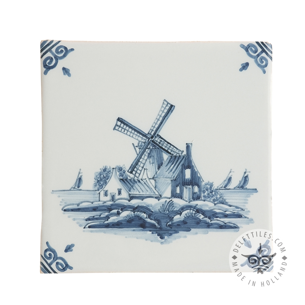 Delft blue Dutch windmill tiles (TML7) - Delft Tiles