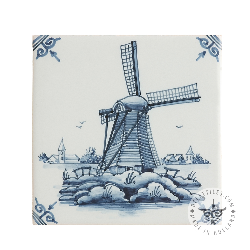 Delft blue Dutch windmill tiles (TML7) - Delft Tiles