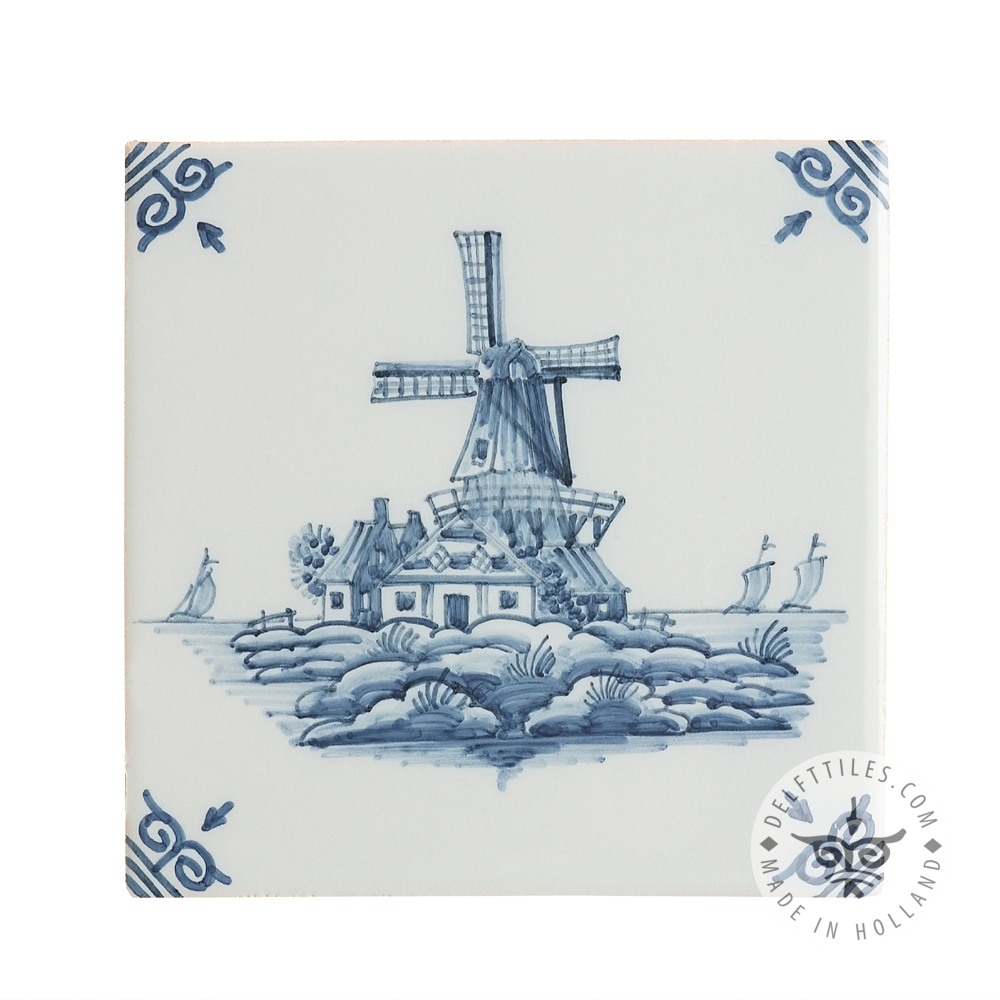 Delft blue Dutch windmill tiles (TML7) - Delft Tiles