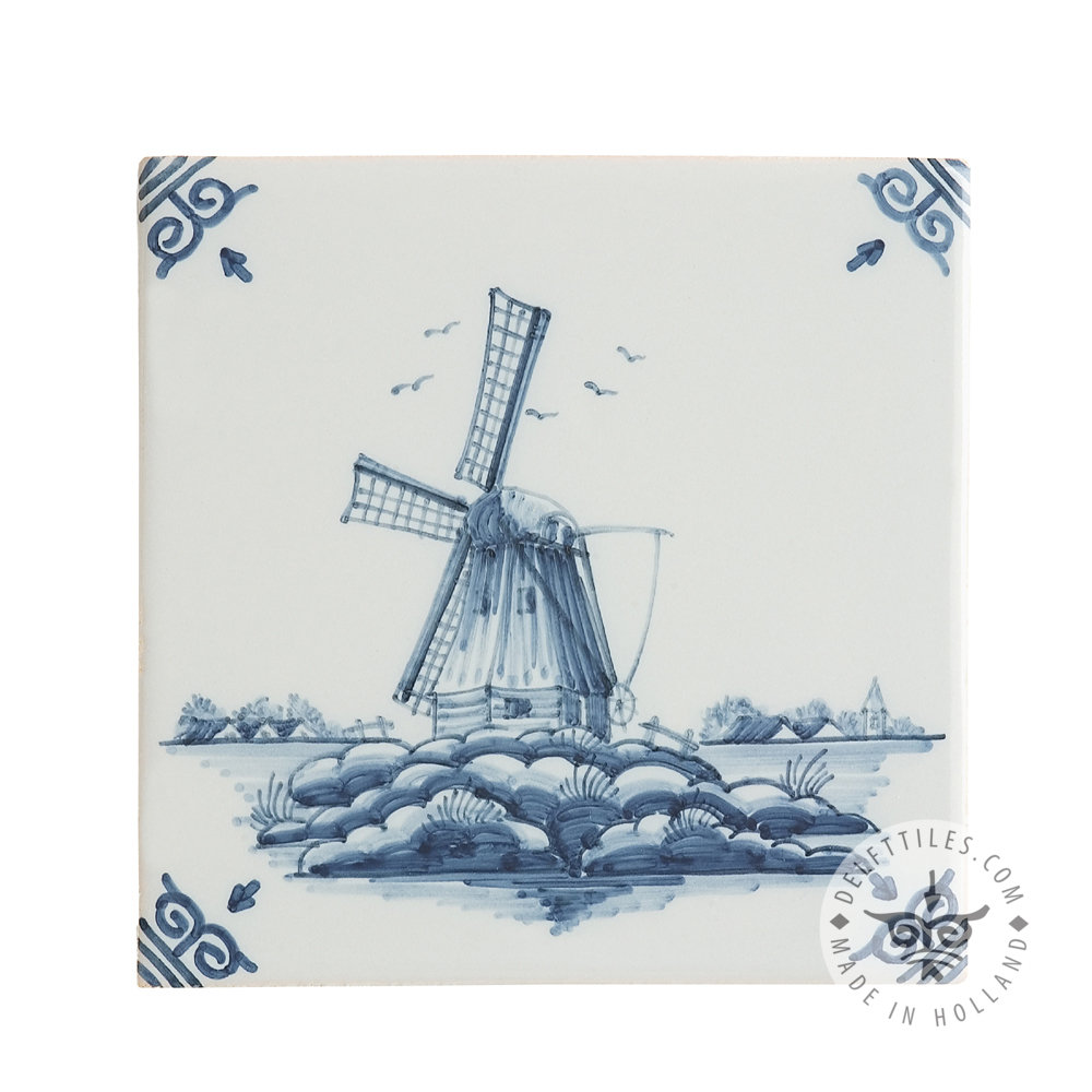 Delft blue Dutch windmill tiles (TML7) - Delft Tiles