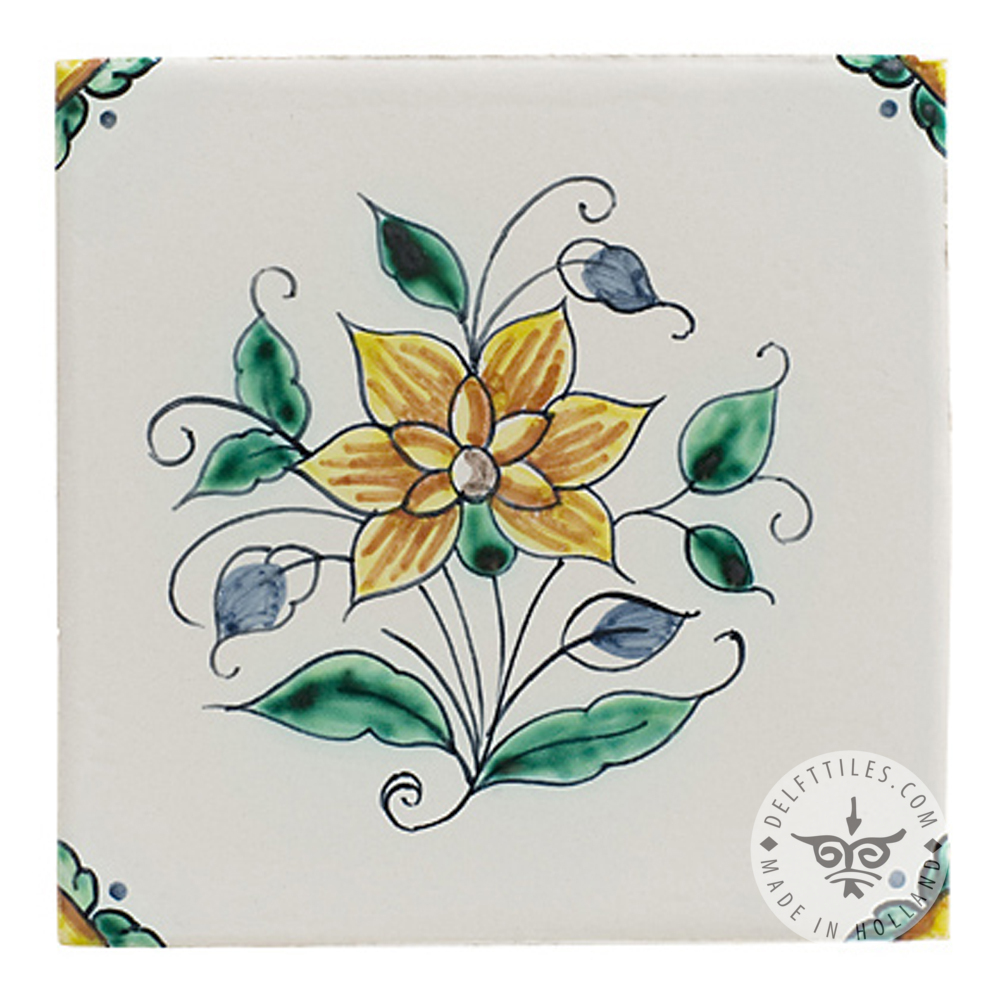 Elegant multi color flower tiles (TME6) - Delft Tiles