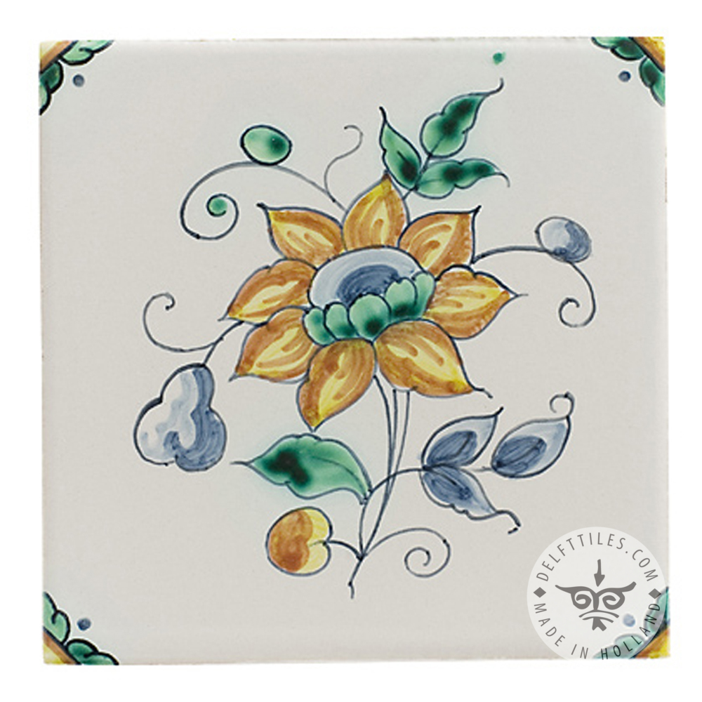 Elegant multi color flower tiles (TME6) - Delft Tiles