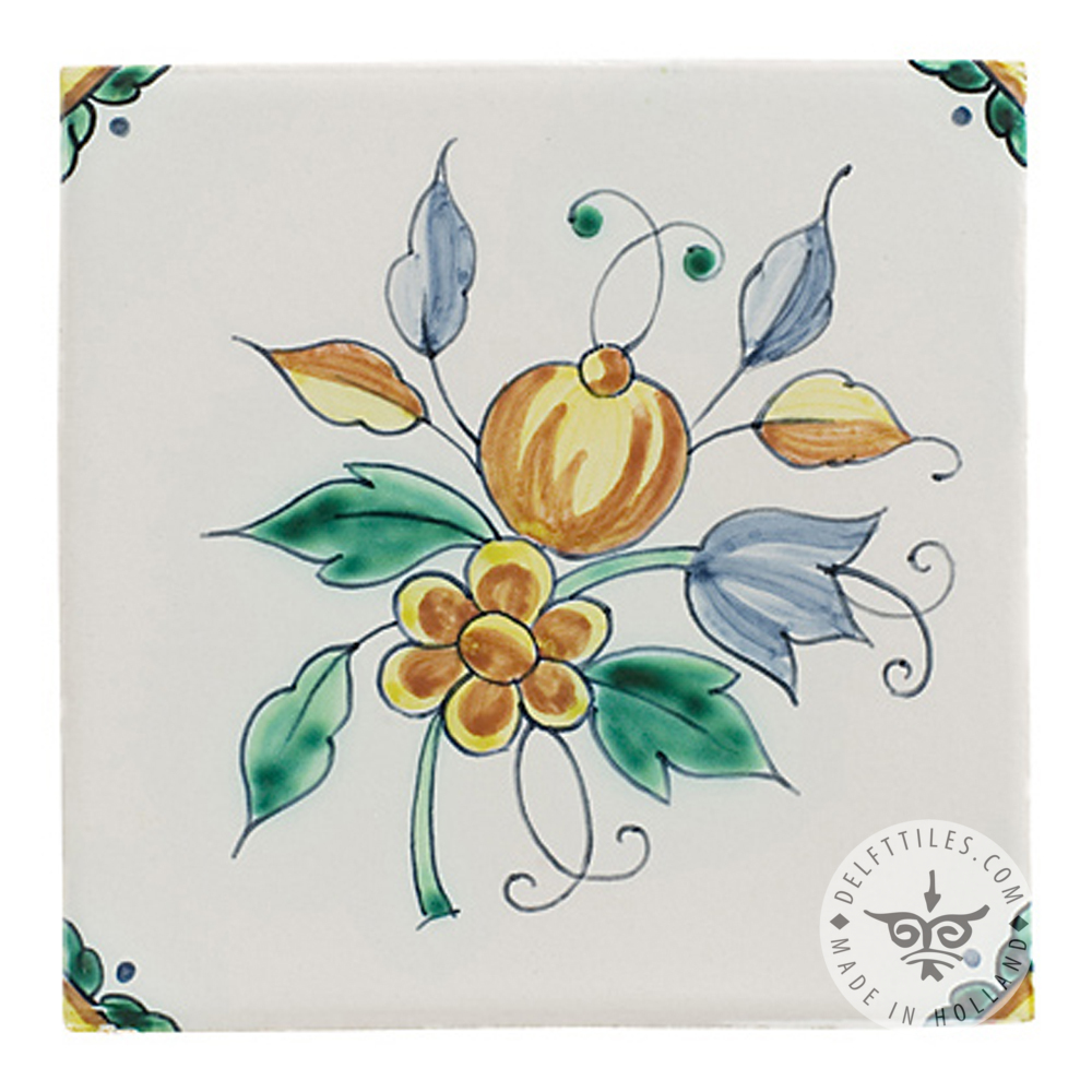 Elegant multi color flower tiles (TME6) - Delft Tiles
