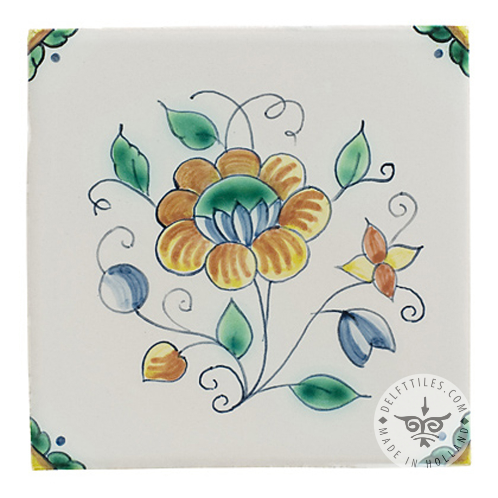 Elegant multi color flower tiles (TME6) - Delft Tiles