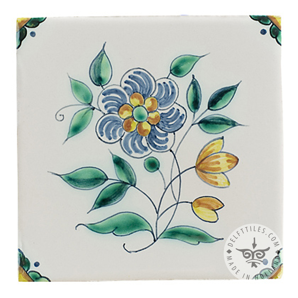 Elegant multi color flower tiles (TME6) - Delft Tiles