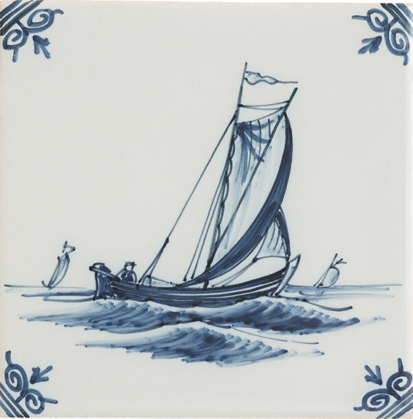 Hand decorated boat ship tiles (TMS3) - Delft Tiles