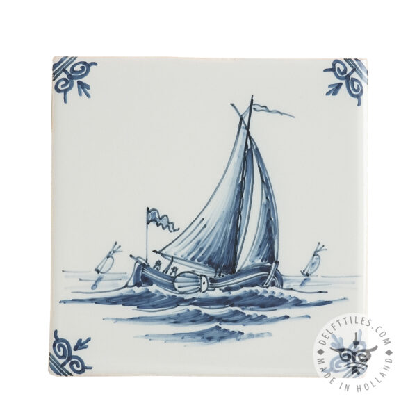 Hand decorated boat ship tiles (TMS3) - Delft Tiles