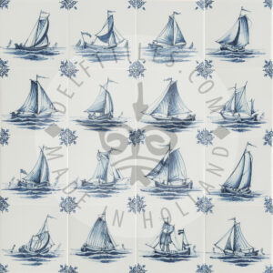 Hand decorated boat ship tiles (TMS3) - Delft Tiles