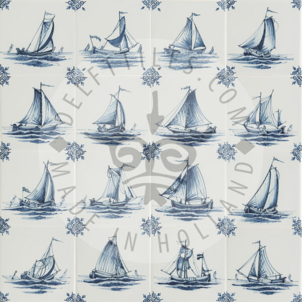 Hand decorated boat ship tiles (TMS3) - Delft Tiles