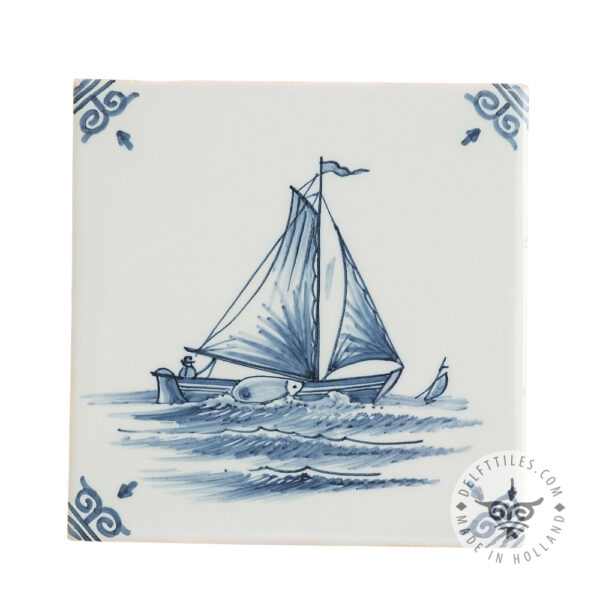 Hand decorated boat ship tiles (TMS3) - Delft Tiles