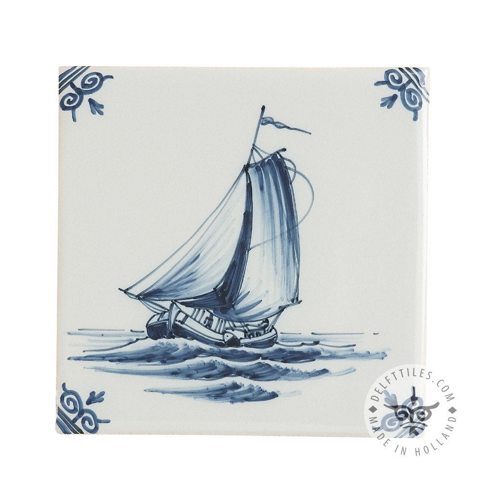 Hand decorated boat ship tiles (TMS3) - Delft Tiles