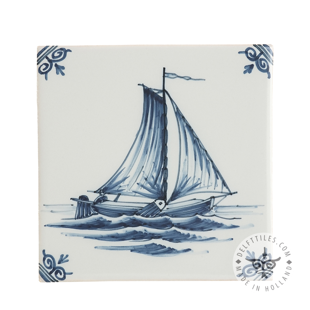 Hand decorated boat ship tiles (TMS3) - Delft Tiles